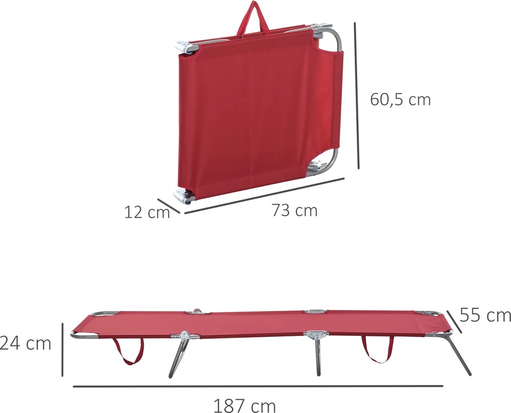 Lehátko, skládací, nastavitelné opěradlo, nerezový kovový rám, 187 x 55 x 24, vínově červená