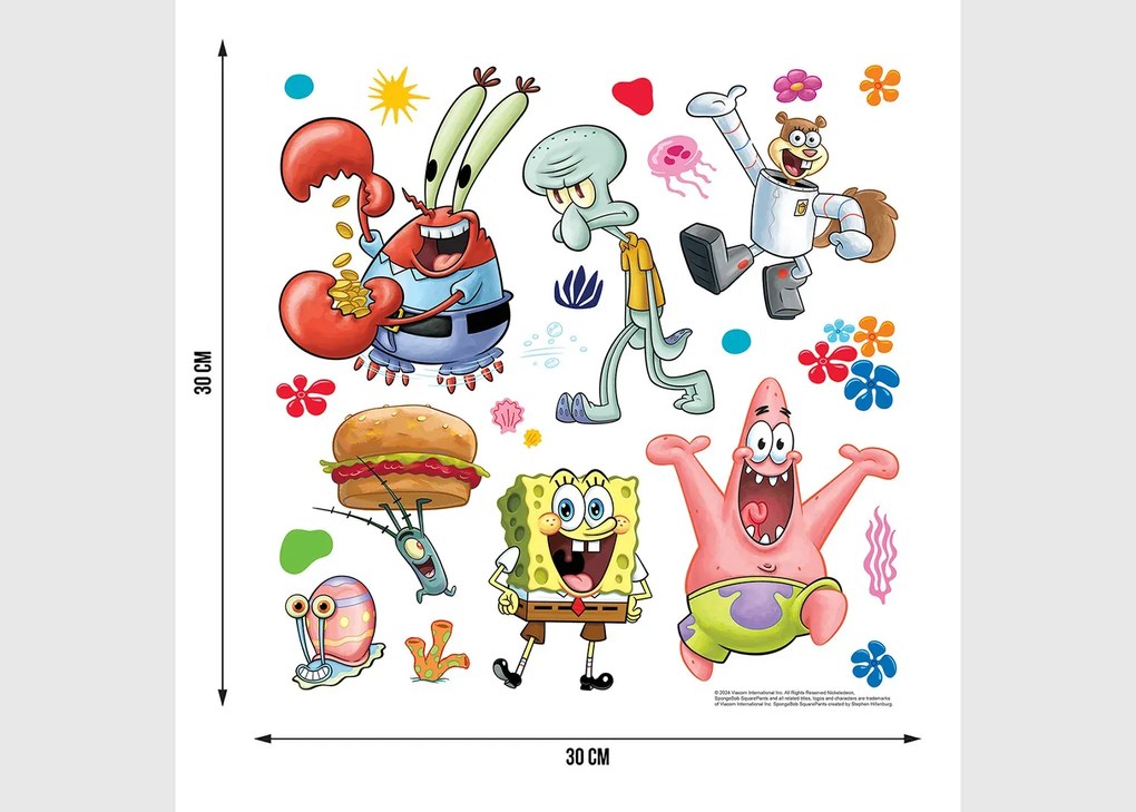 Dětská samolepka na zeď Spongebob Bikini Bottom | 30 x 30 cm | DDKS3951