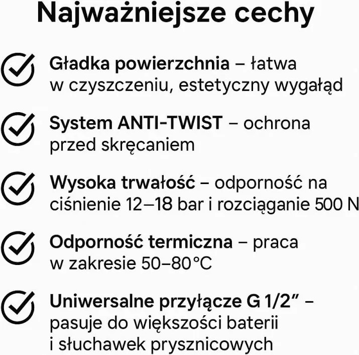 Erga Snake, hladká sprchová hadice 150 cm, Anti-Twist, stříbrná matná, ERG-YKA-BP.SNAKE-CHR
