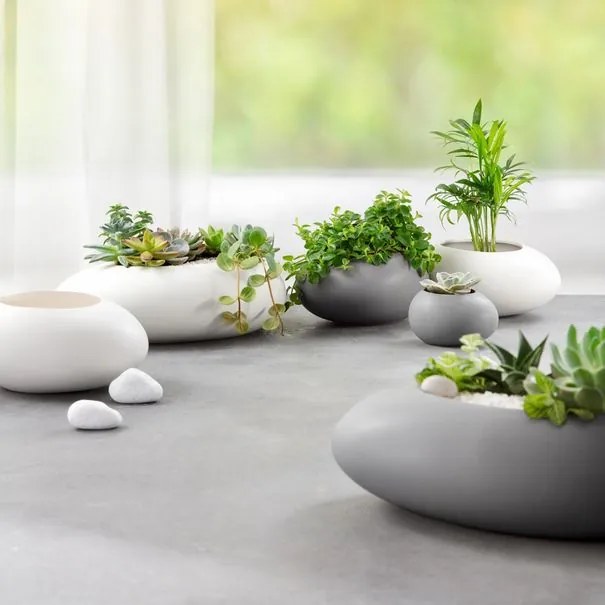 TESCOMA Oválný nízký květináč FANCY HOME Stones, šedá