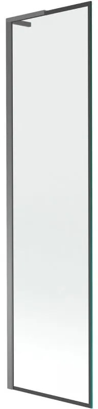 Mexen Next L, 1-křídlová vanová zástěna 50 x 150 cm, 6mm čiré sklo-černý vzor, ​​grafitový profil, 895-050-000-03-70-95