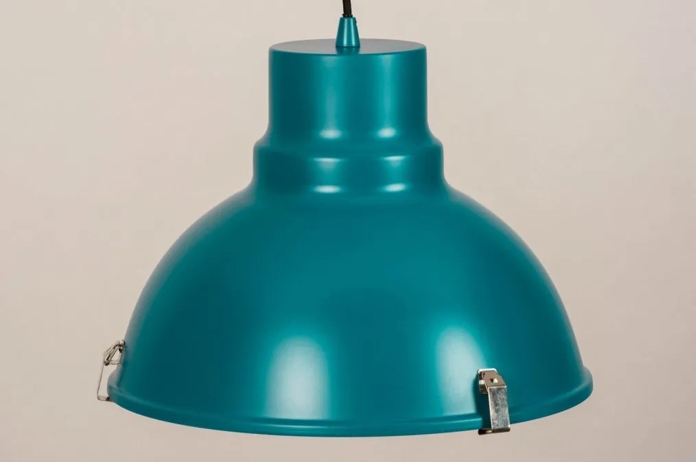 Závěsné modré retro svítidlo nad jídelní stůl Petrolbruin Extra Blue