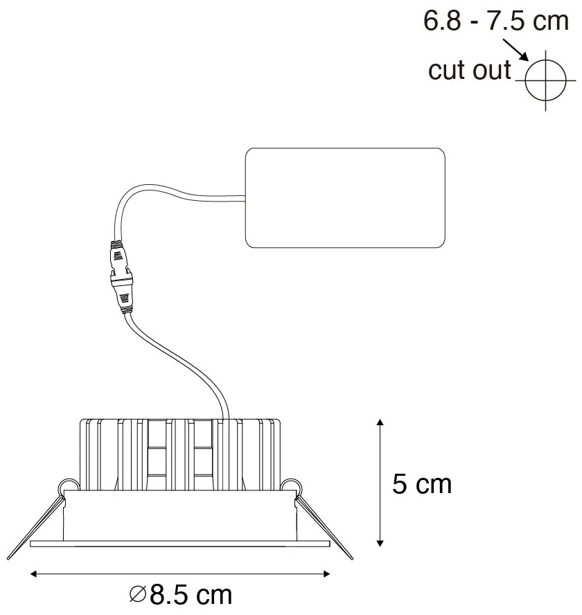 Zapuštěné bodové svítidlo bílé 6,8 cm vč. LED 545 lm stmívatelné IP23 - Gaius