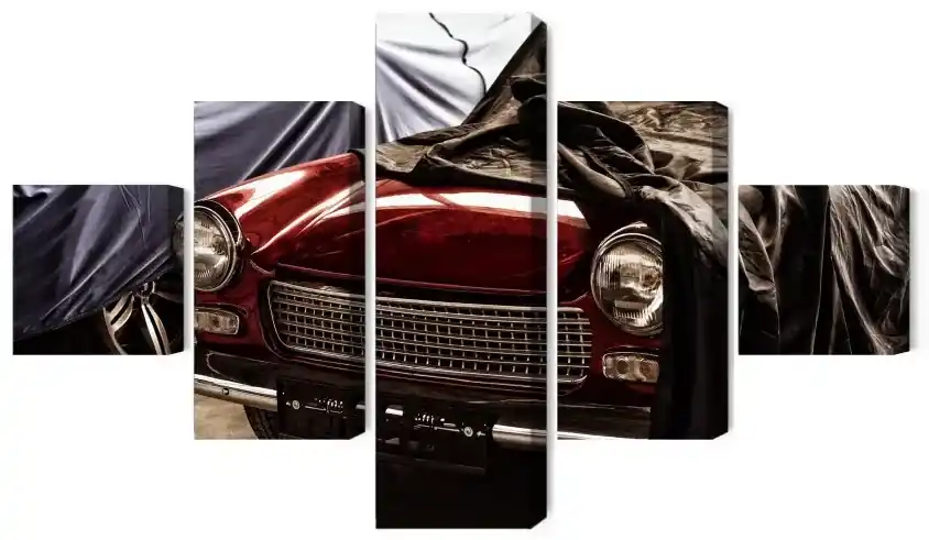 Vícedílný obraz Italské Retro Auto Potažené Látkou Nedostatek Nedostatek  Plátno Canvas 150x90 | BIANO