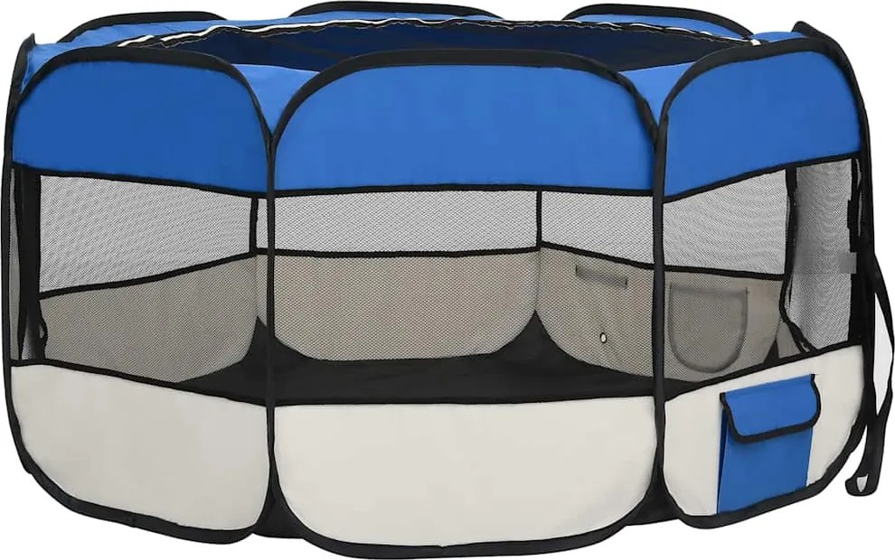 Skládací ohrádka pro psy s taškou modrá 125 x 125 x 61 cm 171015