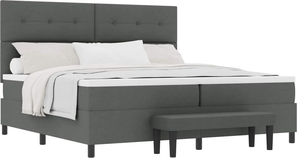 Postel s boxspringem s čelo Tmavě šedá 200 x 200 cm textil 3344094