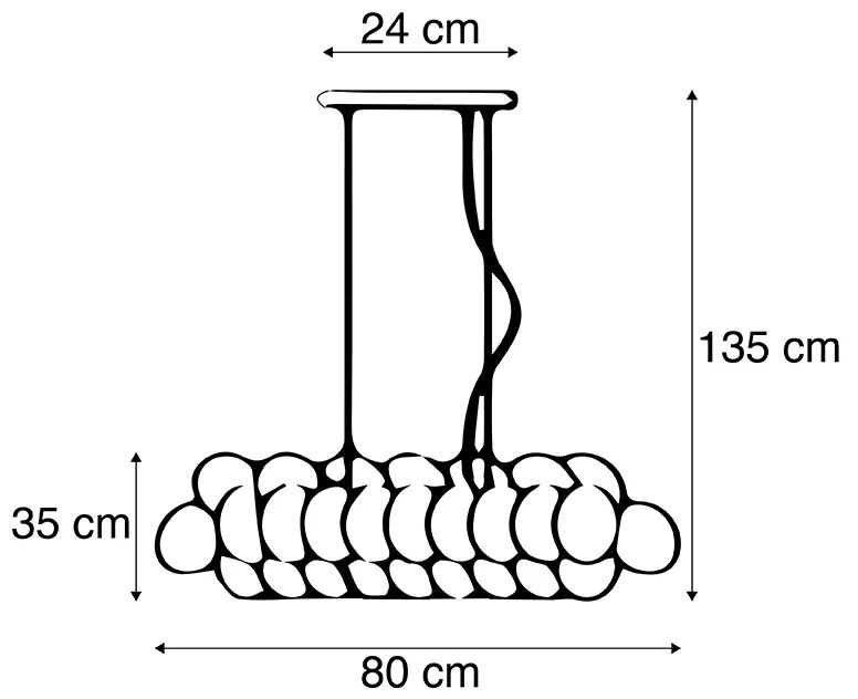 Závěsné svítidlo Art Deco černé s kouřovým sklem 8-světel - Uvas