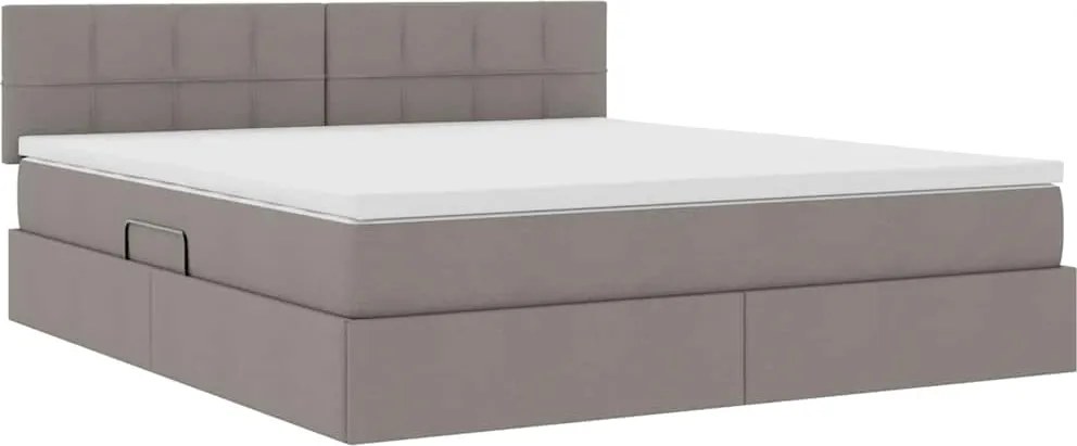Postel s úložným prostorem a matrací Taupe 160 x 200 cm Samet 3370521
