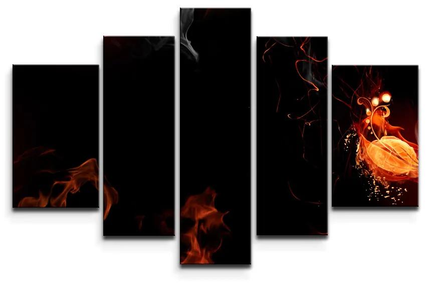 Sablio Obraz - 5-dílný Červený oheň - 125x90 cm