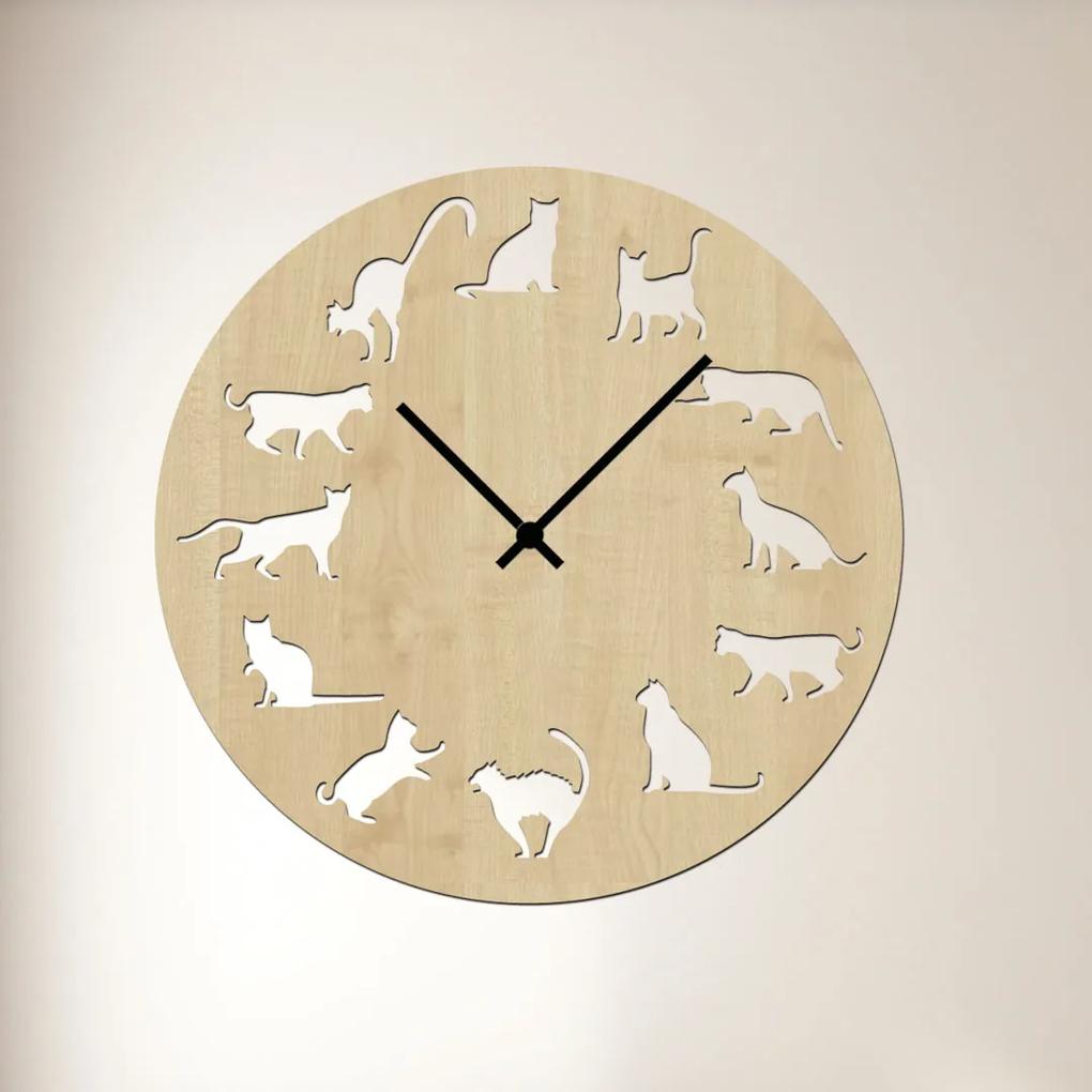 dřevo života Nástěnné KOČIČÍ hodiny Barevný vzor: Bílá, Velikost hodin: 40x40
