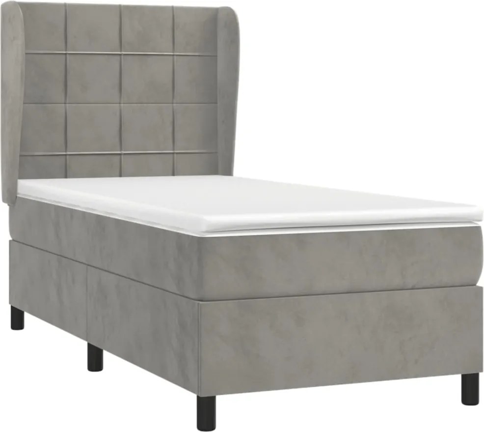 Box spring postel s matrací světle šedá 100x200 cm samet 3129195