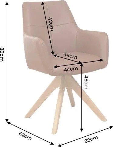 Designová otočná židle Devassy koňaková kůže / dub