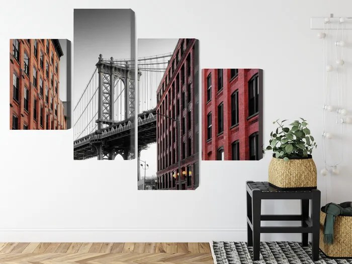 Vícedílný obraz Pohled Na Manhattan Bridge Z Washington Street Nedostatek Nedostatek Plátno Canvas 240x150