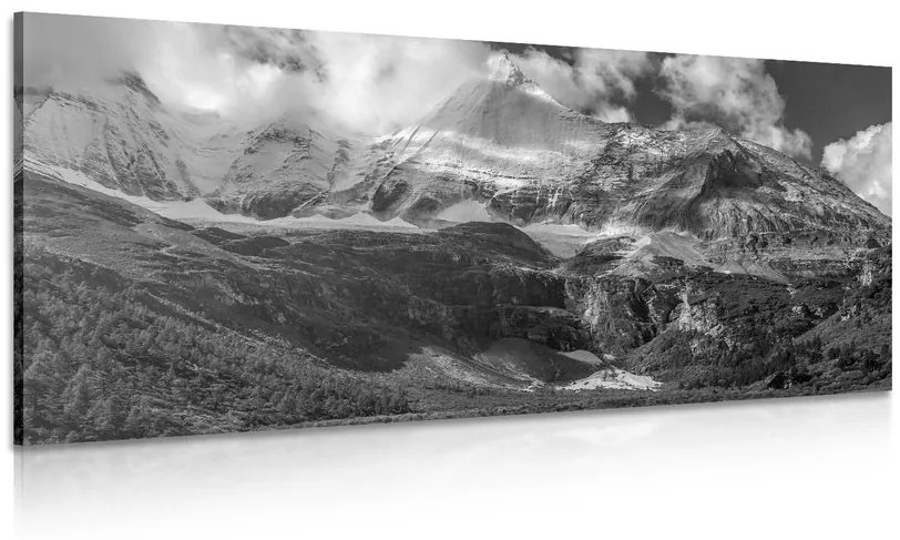 Obraz majestátní horská krajina v černobílém provedení