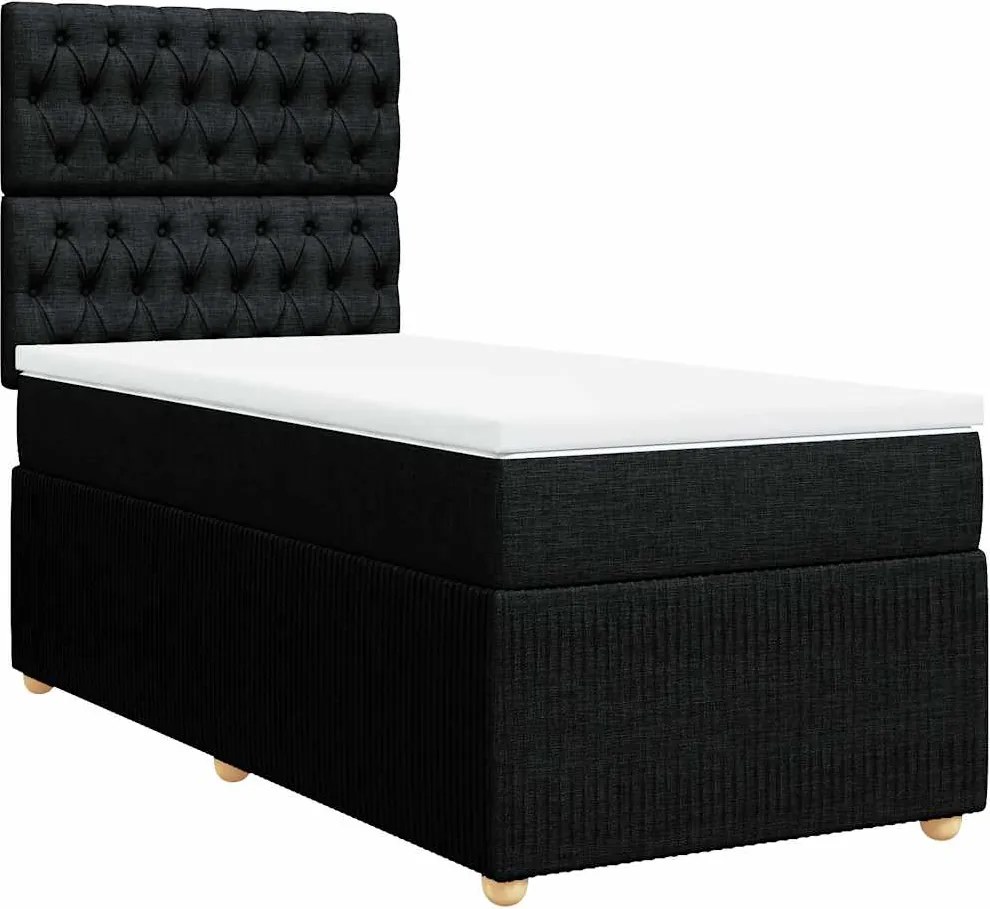 Box spring postel s matrací černá 90x190 cm textil 3294220