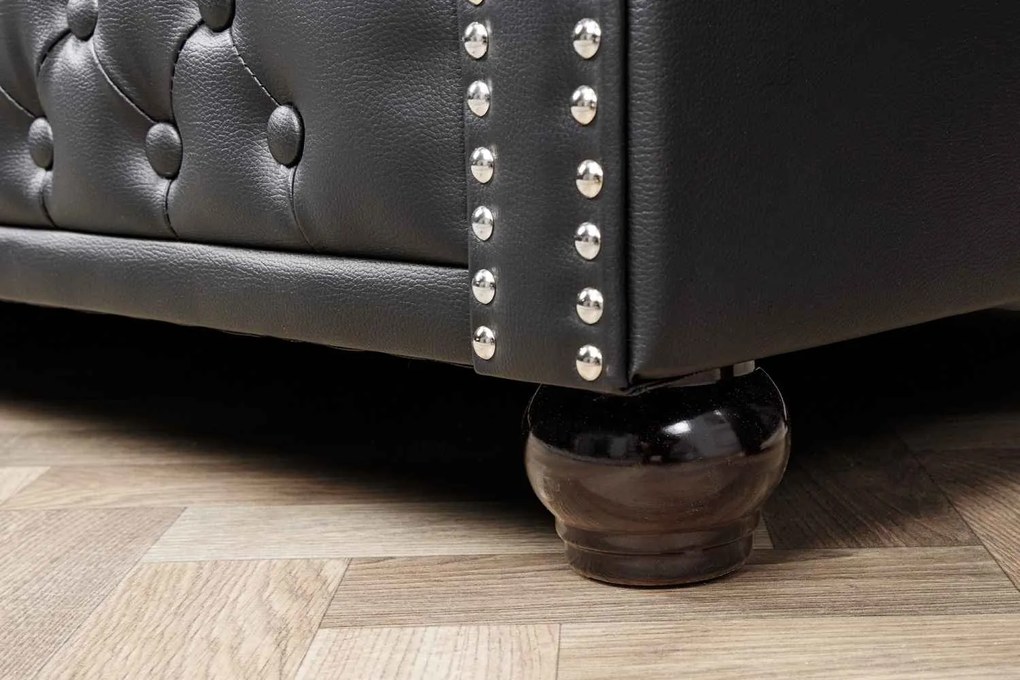 Designová 3-místná sedačka Chesterfield 205 cm černá - skladem