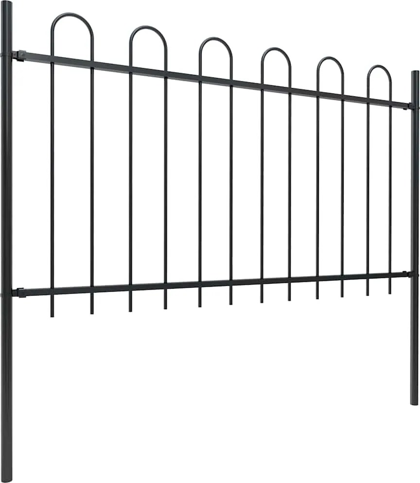 Zahradní plot s obloukem nahoře ocelový 1506 x 100 cm černý 277664