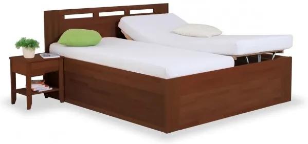 Zvýšená postel s úložným prostorem VALENCIA senior, čelní výklop, ořech DOMESTAV, 180x200 cm
