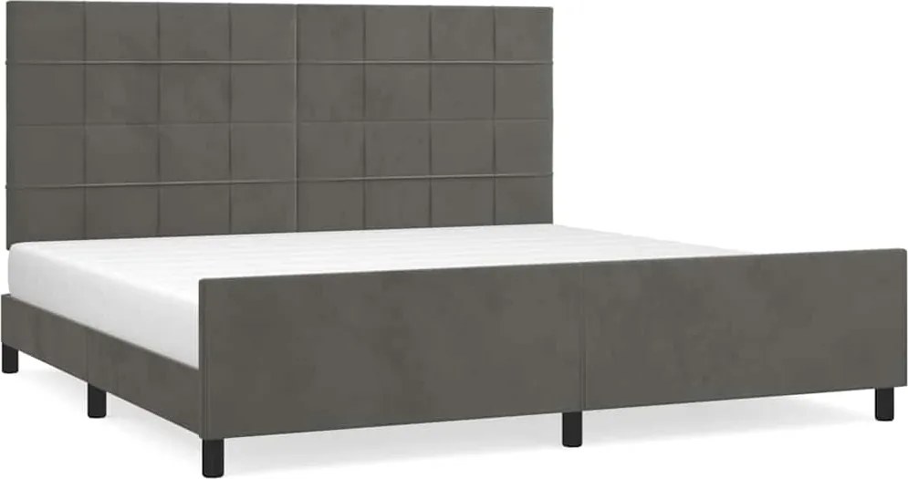 Rám postele bez matrace tmavě šedý 200 x 200 cm samet 3125776