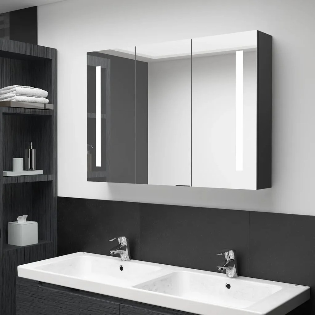 LED koupelnová skříňka se zrcadlem 89 x 14 x 62 cm zářivě černá 326526