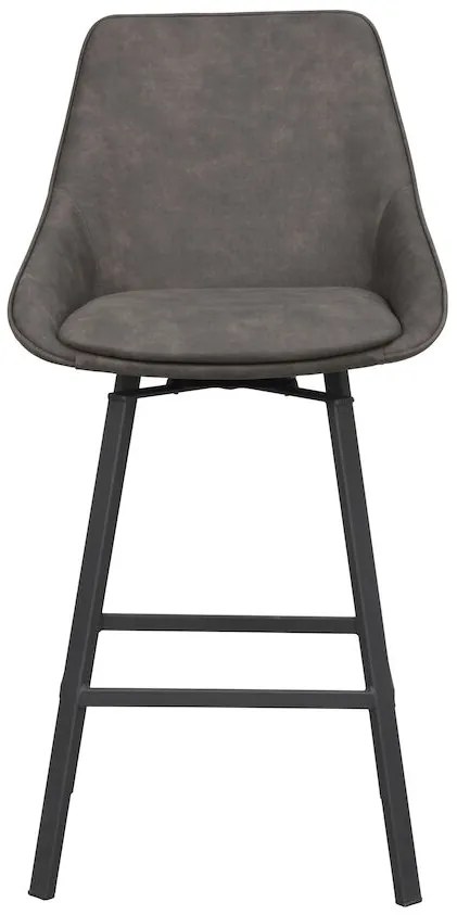 Rowico Šedá otočná barová židle Alison s černými kovovými nohami