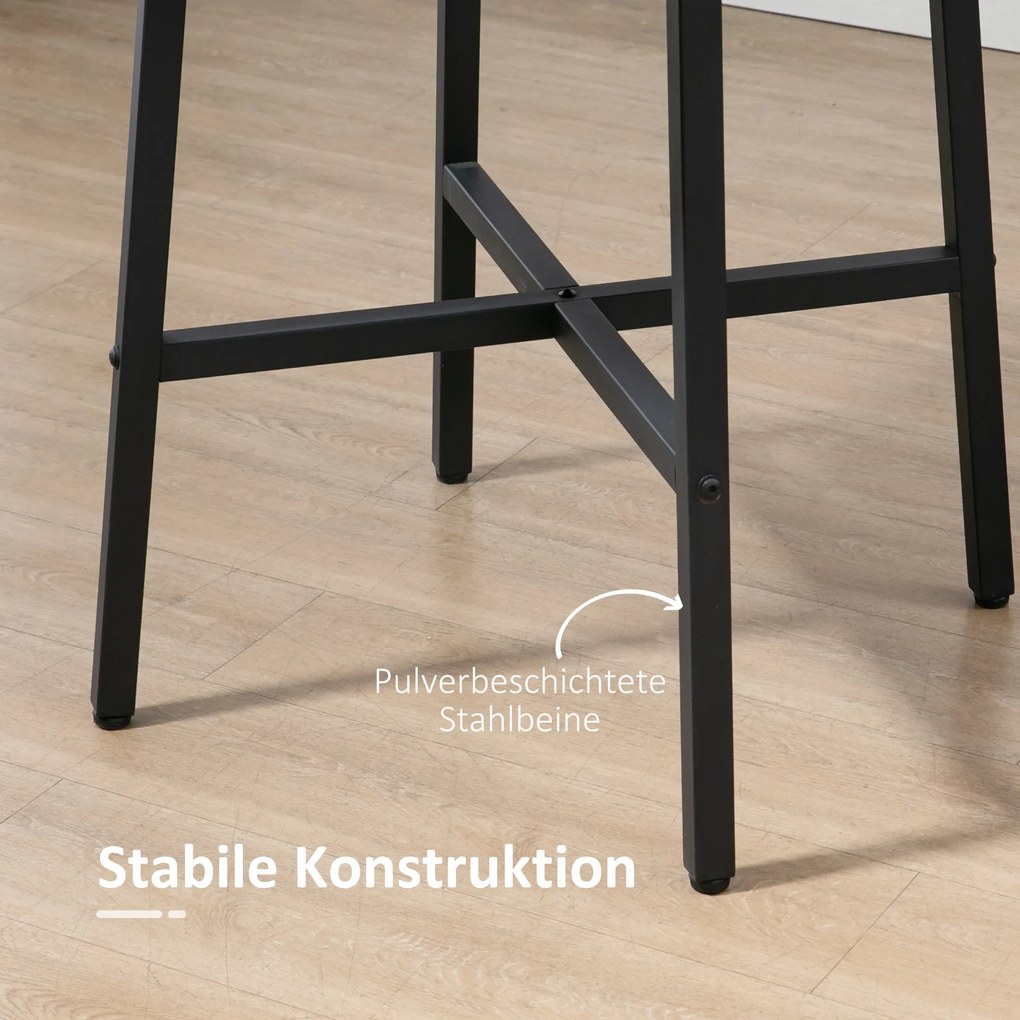 Jídelní stůl HOMCOM pro 4 osoby, moderní design do jídelny a kuchyně, ocel, hnědý, 80 x 76 cm