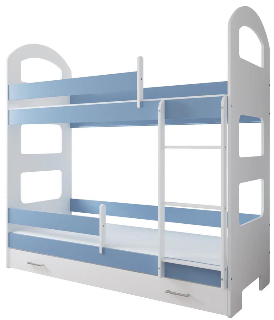 BabyBeds Dětská patrová postel HONZÍK II 180x80 Barevné provedení: Modrá, Úložný prostor: Ne, bez úložného prostoru
