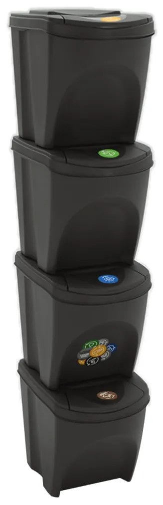 Stohovatelné koše na odpadky 4 ks šedé 100 l polypropylen 152200