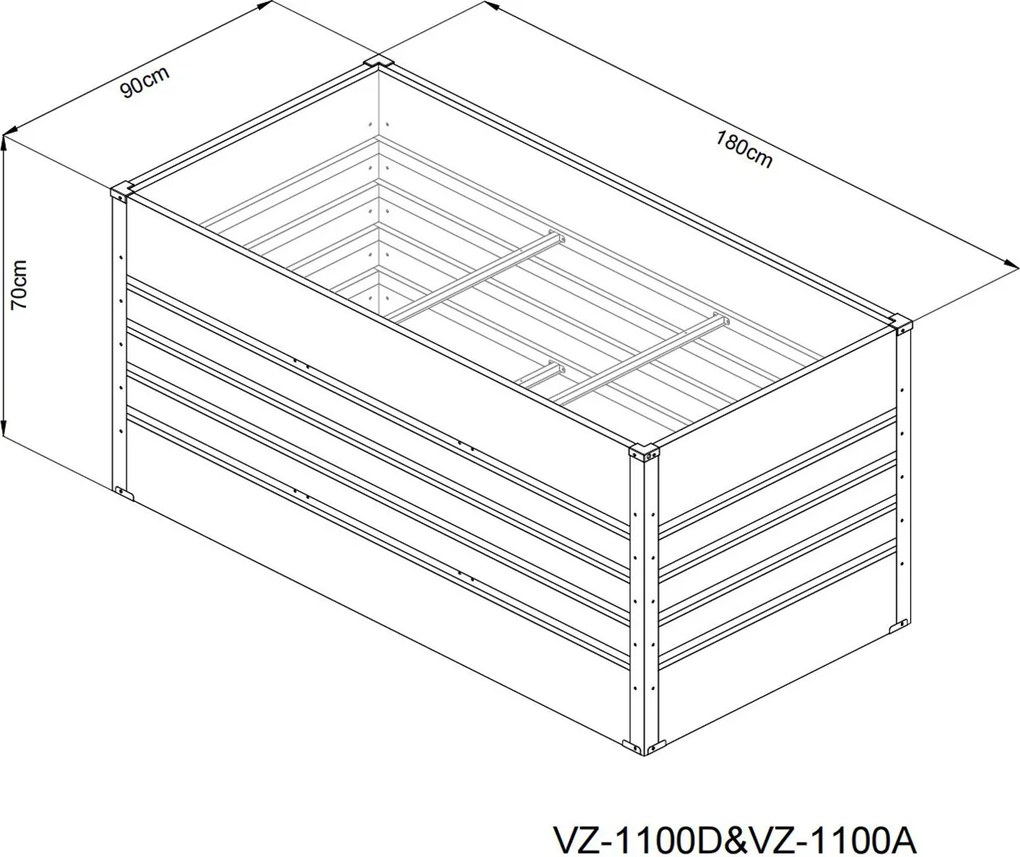 Vyvýšený zahradní záhon BestBerg VZ-1100A / 1100 l / 180 x 90 x 70 cm / šedá