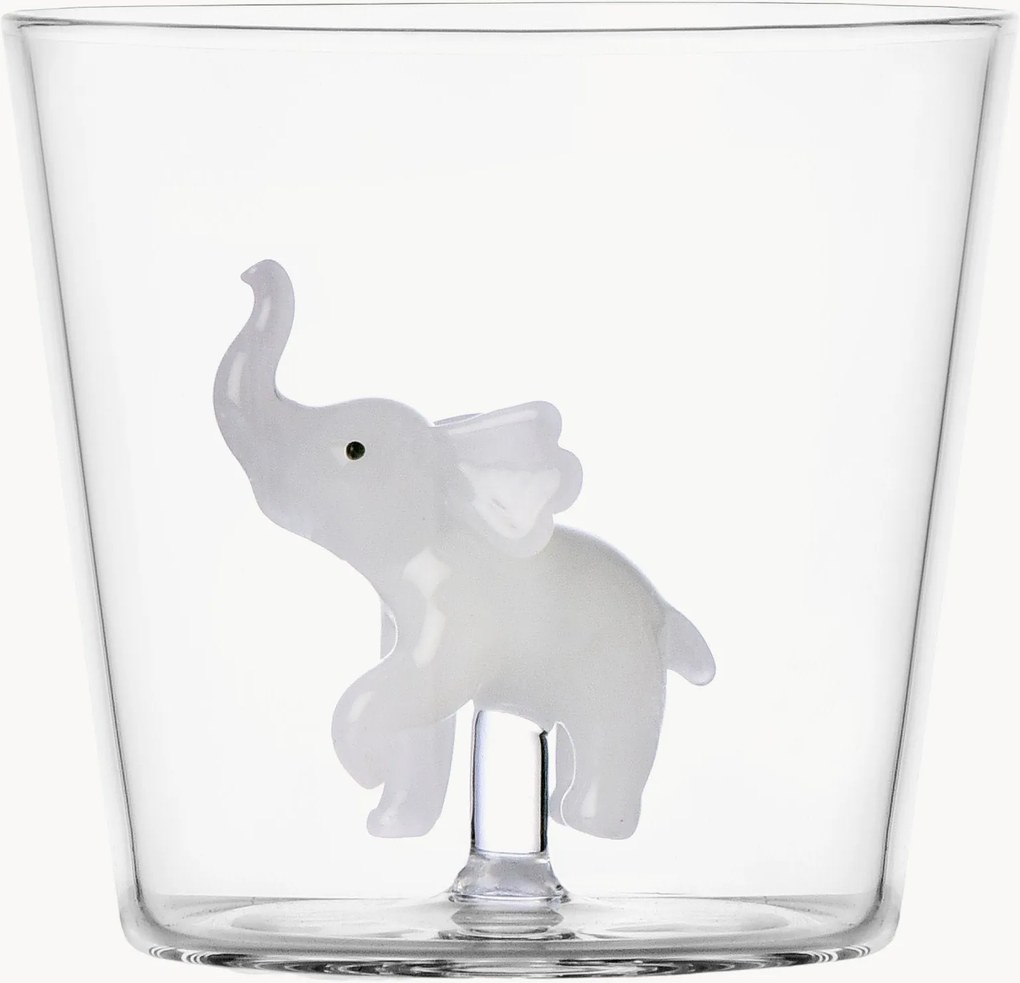 Ručně vyrobený skleněný pohárek z borosilikátového skla White Elephant