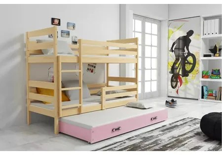 Dětská patrová postel ERYK s výsuvným lůžkem 80x190 cm - borovice Modrá