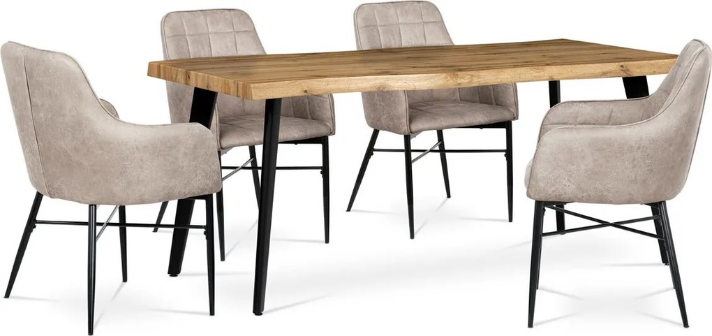 Autronic Jídelní stůl, 180x90x75 cm, MDF deska, 3D dekor divoký dub, kov, černý lak HT-880 OAK