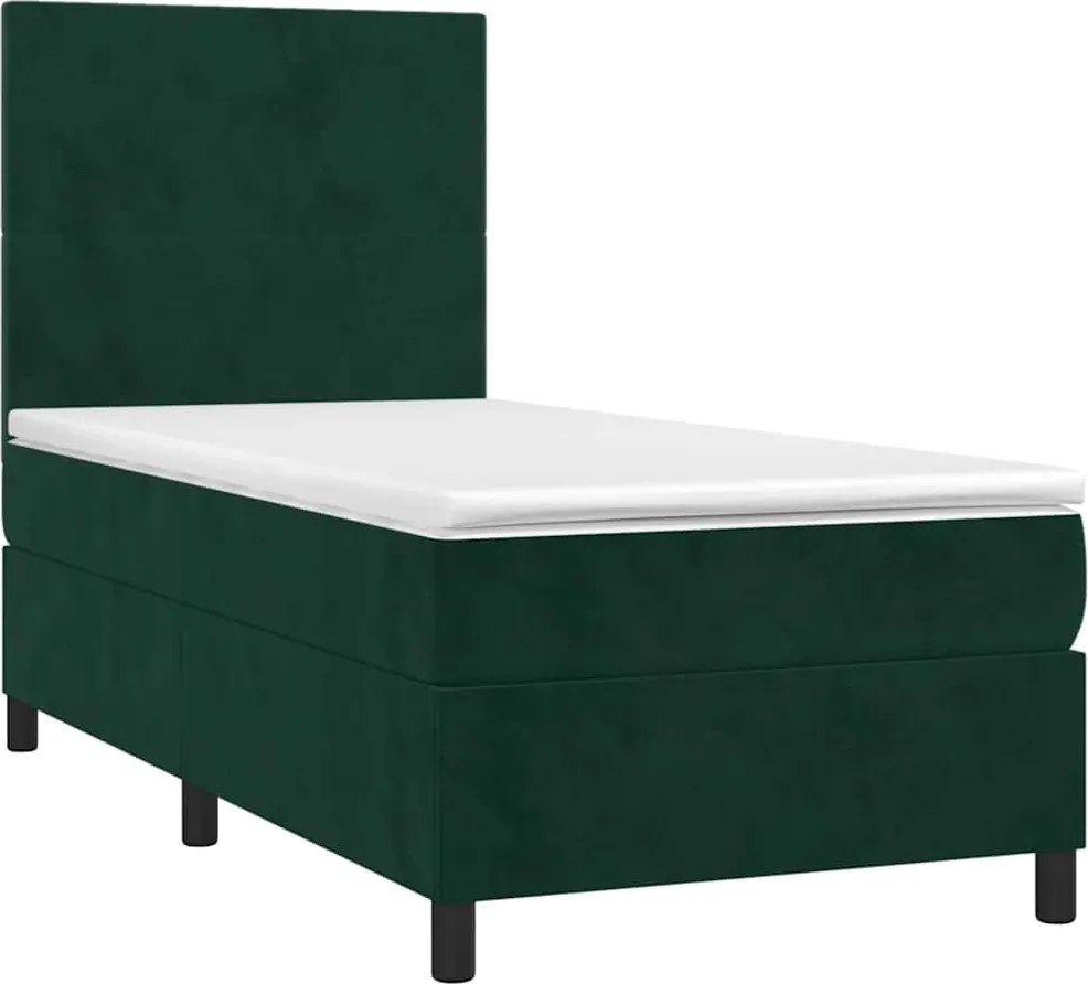 Box spring postel s matrací tmavě zelená 80 x 200 cm samet 3142872