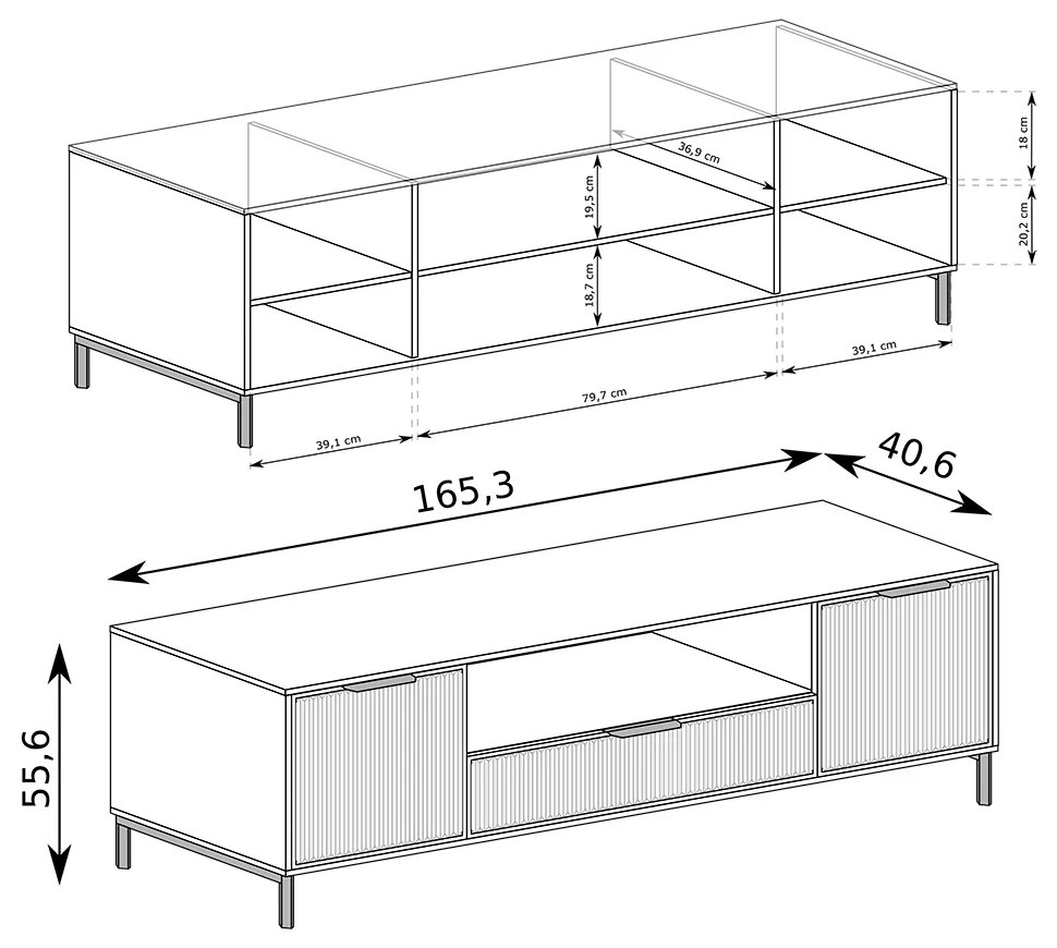 STYLES k | TV stolek LS-4 | 165 cm | 3D povrch | kašmír