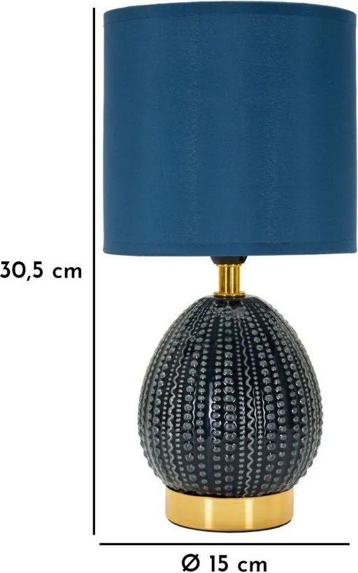 Modrá keramická stolní lampa s textilním stínidlem (výška 30,5 cm) Flavi – Mauro Ferretti