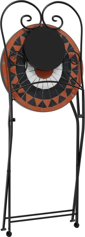 Mozaikový bistro set terakotový a bílý železo a keramika 3216355
