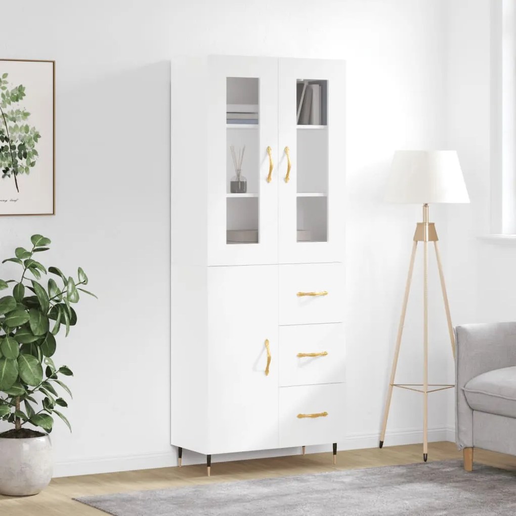 Skříň highboard bílá 69,5 x 34 x 180 cm kompozitní dřevo