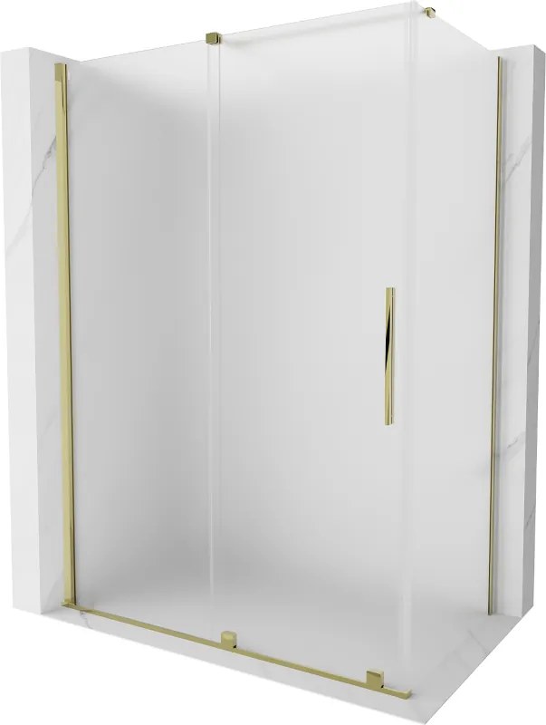 Mexen Velar, sprchový kout s posuvnými dveřmi 140 x 80 cm, 8mm sklo námraza, zlatá lesklá, 871-140-080-31-50