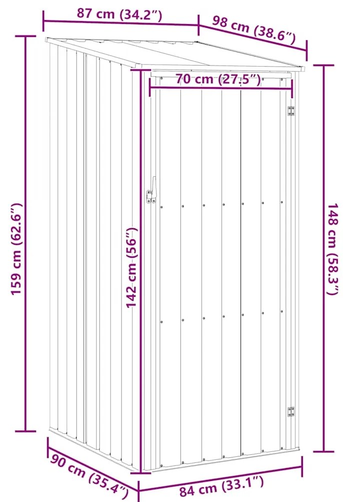 vidaXL Marketos Zahradní přístřešek šedý 87 x 98 x 159 cm pozinkovaná ocel