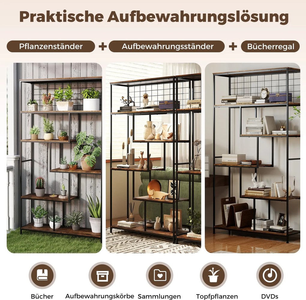Costway 6 Tier Tall Bookshell Volně stojící stojan na rostliny s kovovou
