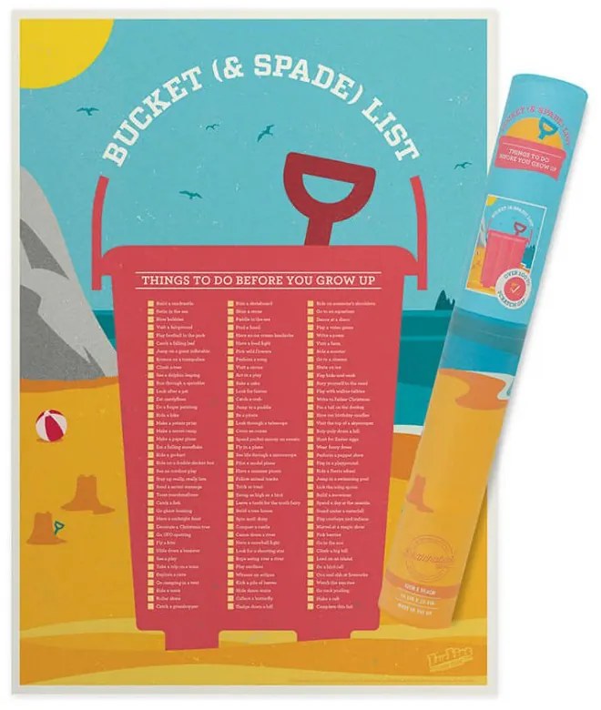 LUCKIES Stírací plakát Bucket & Spade list 30 × 42 cm