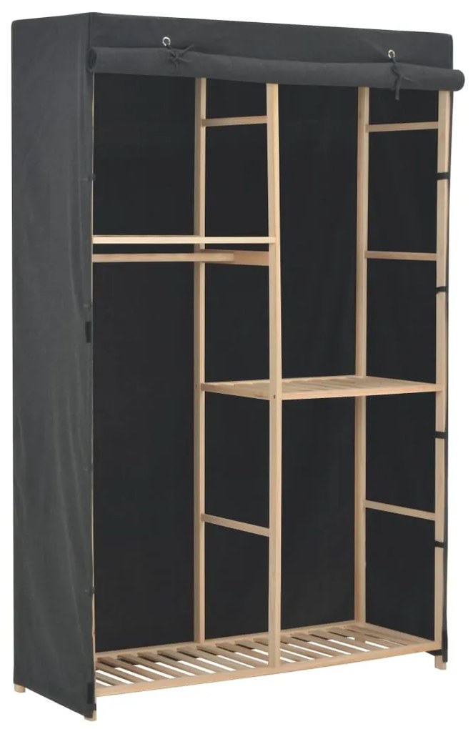 Šatní skříň se 3 policemi - textil - šedá | 110x40x170 cm