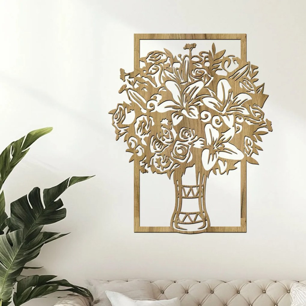 dřevo života Dřevěné květiny Radosti Zvolte rozměr (cm): 66x80, Zvolte barvu dekoru: Horský dub