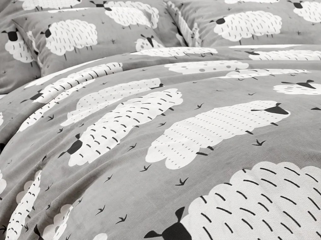 Polybavlněné povlečení WHITE SHEEPS šedé Rozměr povlečení: 70 x 90 cm | 140 x 220 cm