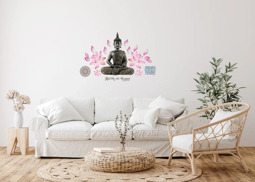 Samolepka na zeď 3D Meditující Buddha | 42.5 x 65 cm | DSM3461