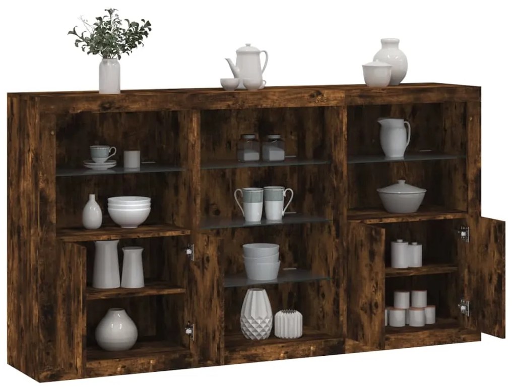 Příborník s LED osvětlením kouřový dub 181,5 x 37 x 100 cm 3209181