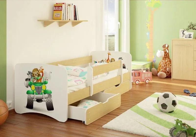 MAXMAX Dětská postel SAFARI JEEP funny 180x90 cm - bez šuplíku