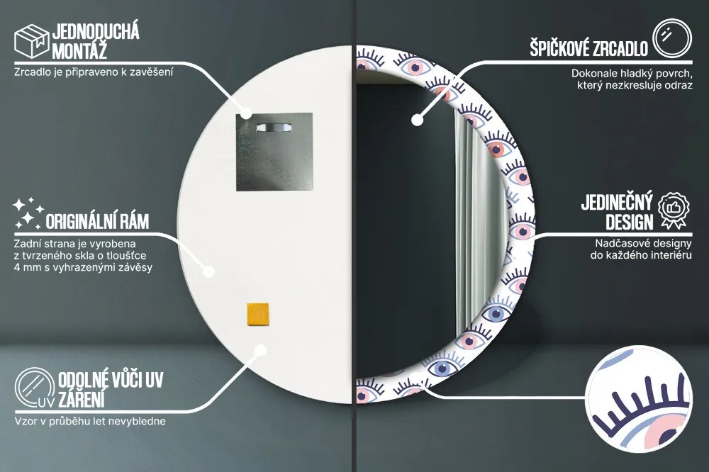 Kulaté dekorativní zrcadlo Styl moderních očí fi 100 cm