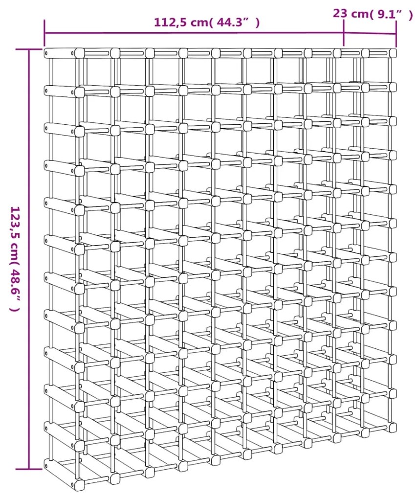 Stojan na víno na 120 lahví 112,5x23x123,5 cm masivní borovice,  353754