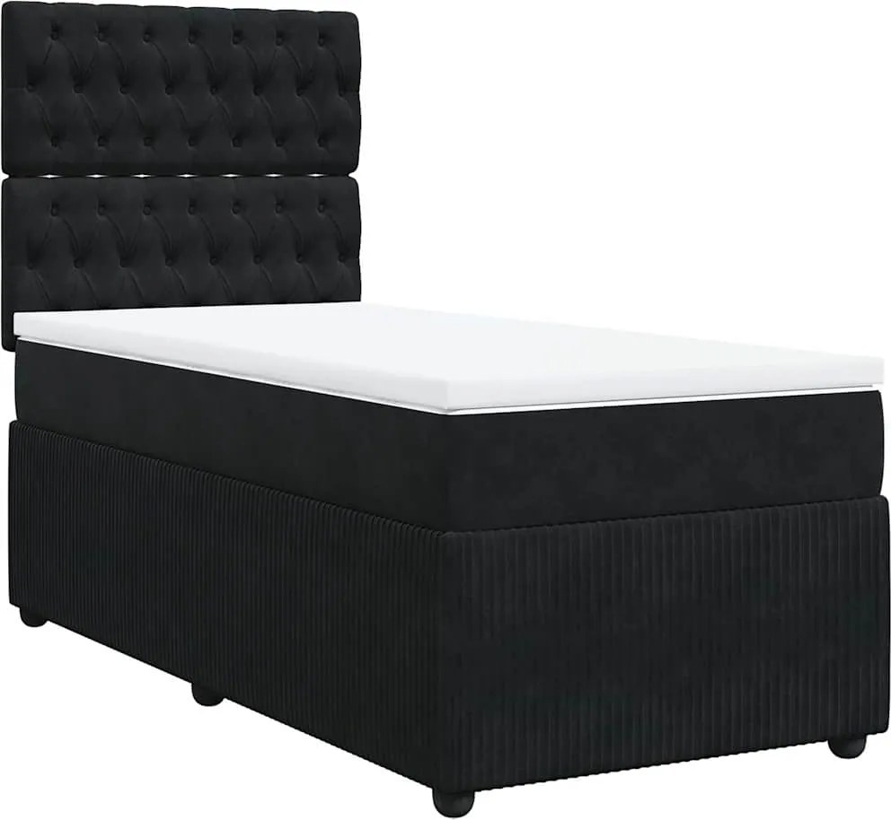 Box spring postel s matrací černá 80 x 200 cm samet 3292198